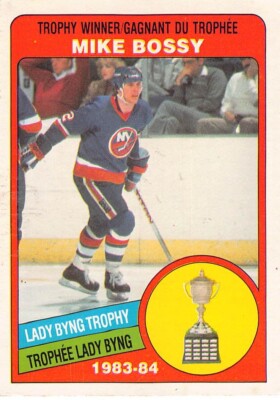 1984-85 OPC Hockey Mike Bossy Lady Bing Trophy #376 NM/MT NEW YORK ...