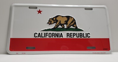 Vintage California Republic State Flag Embossed License Plate 1992 Made ...