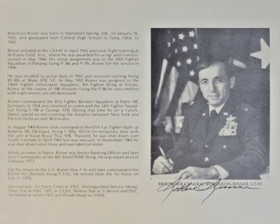 Robinson Risner autographed 8x10 photo Korean war F-86 Fighter Ace ...