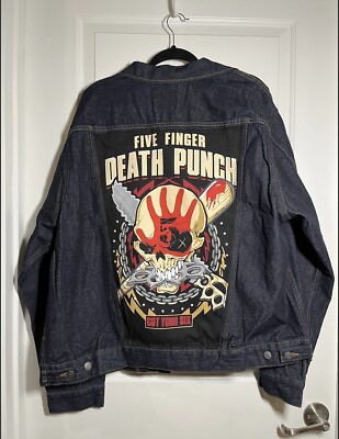 Upcycled Five Finger Death Rock METAL DENIM Jacket Mens Size XXL Gift ...