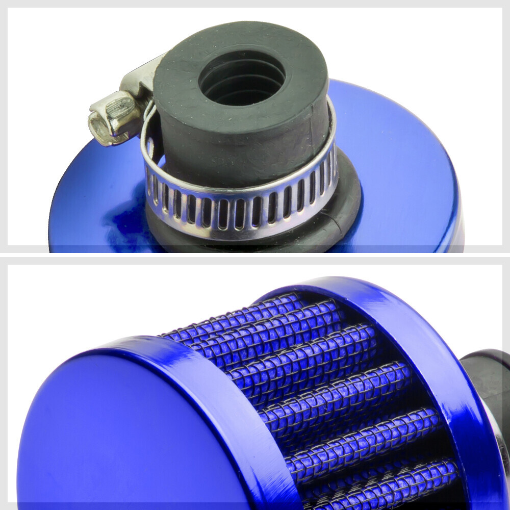 Blue 9mm Engine/Oil Catch Tank Crankcase Vent Cone Air Intake Filter ...