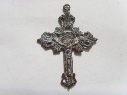 Scarce antique Catholic religious double sided Crucifix Cross pendant ...