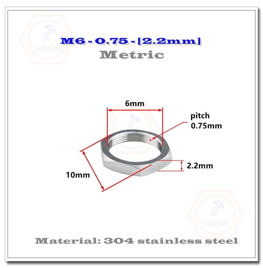 304 Stainless Steel Hexagon Flat Fine Teeth Nut Ultra Thin Fine Teeth ...