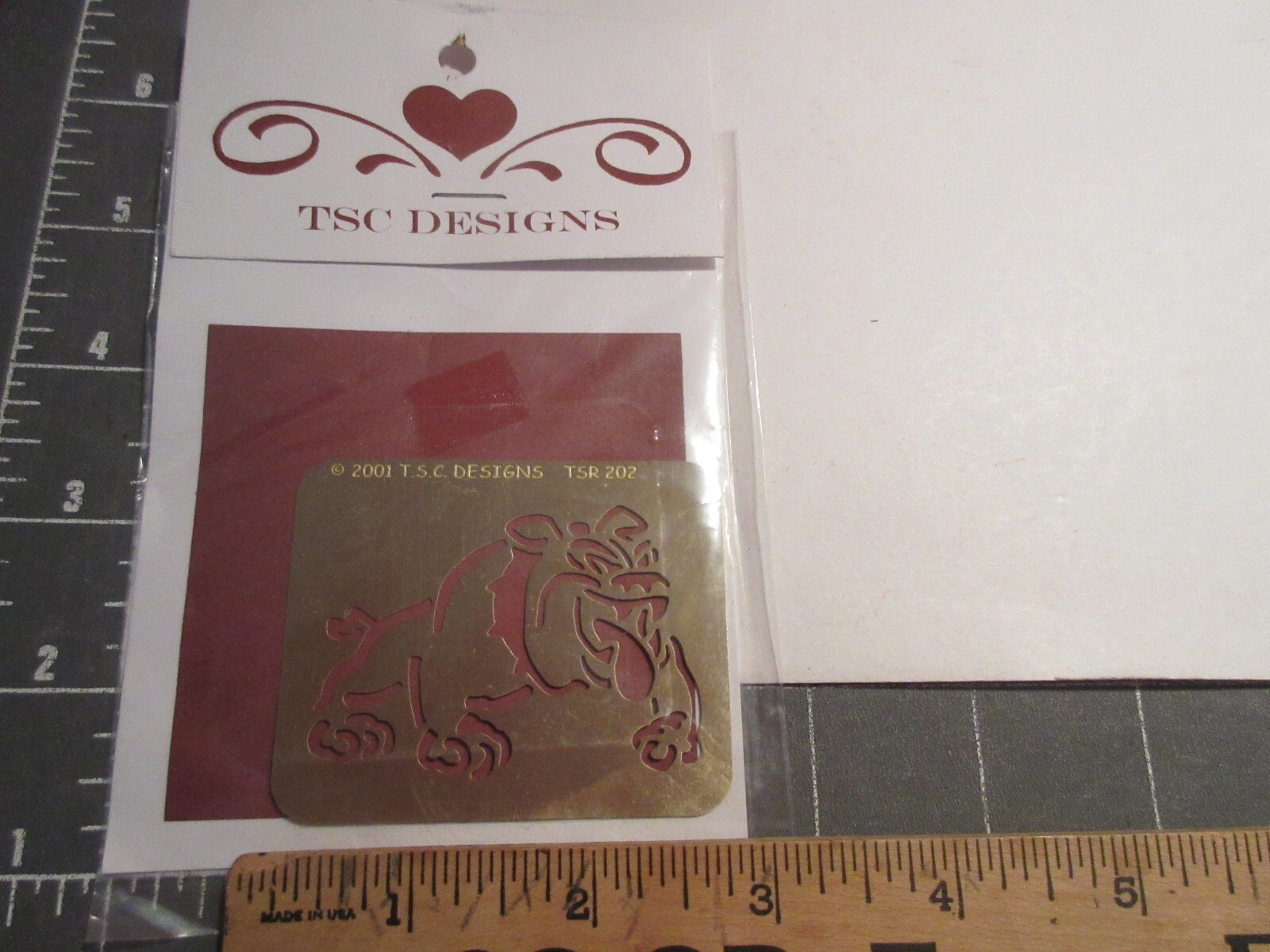 NIP-2001 TSC DESIGNS-TSR 202 "BULLDOG" EMBOSSING METAL TEMPLATE 2.25"X2 ...