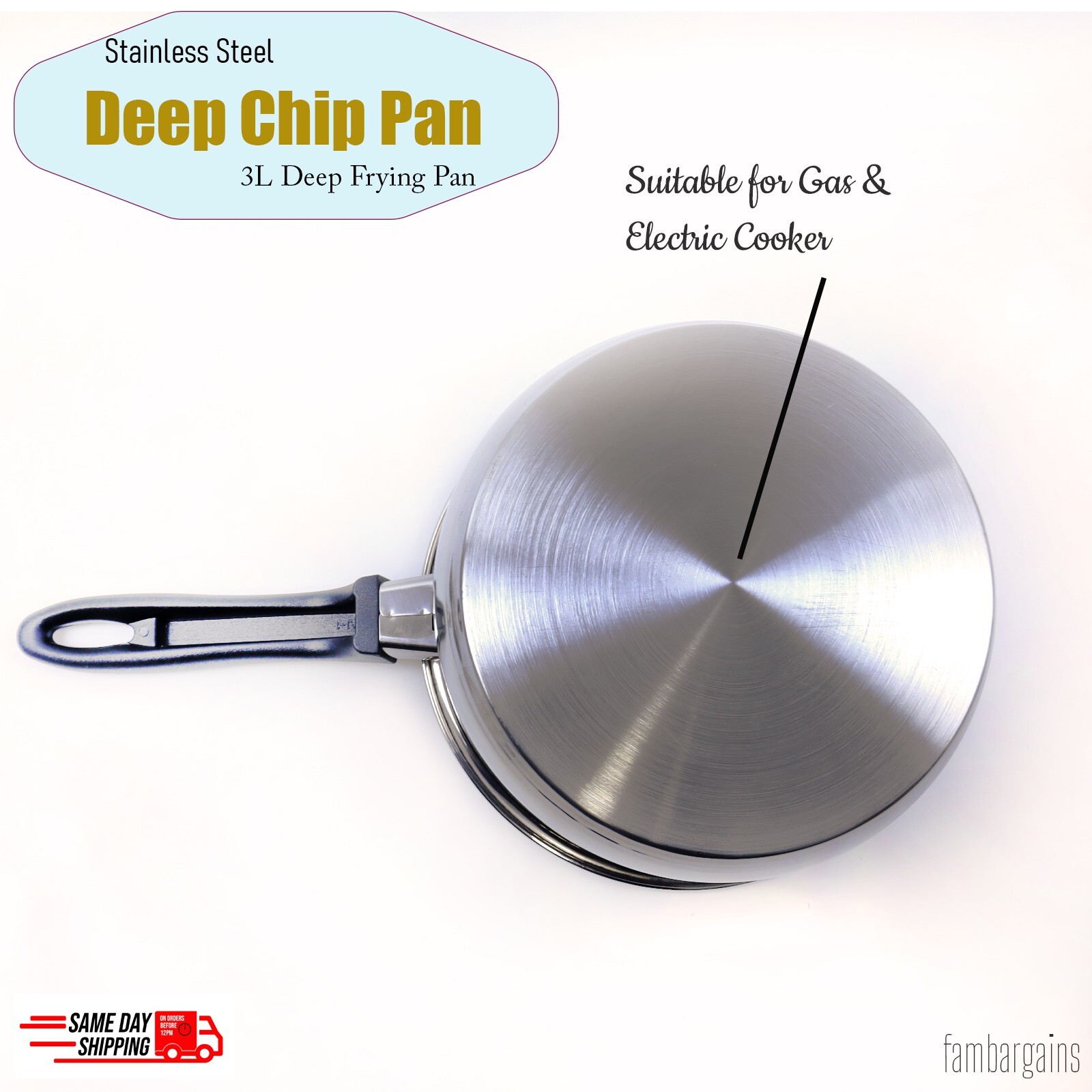 Stainless Steel Chip Pan Deep Cooking Fryer Pot Frying Basket Saucepan ...