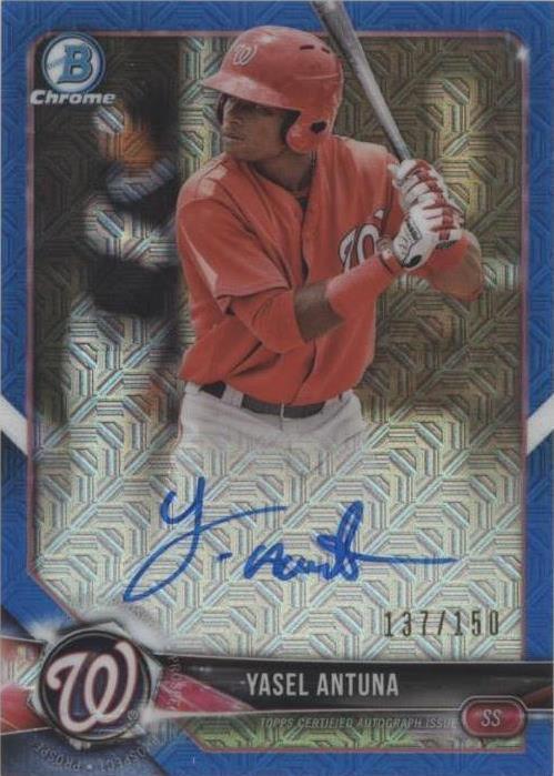 2018 Bowman Chrome - Prospect Autographs Yasel Antuna #BCPA-YA Hta Blue ...