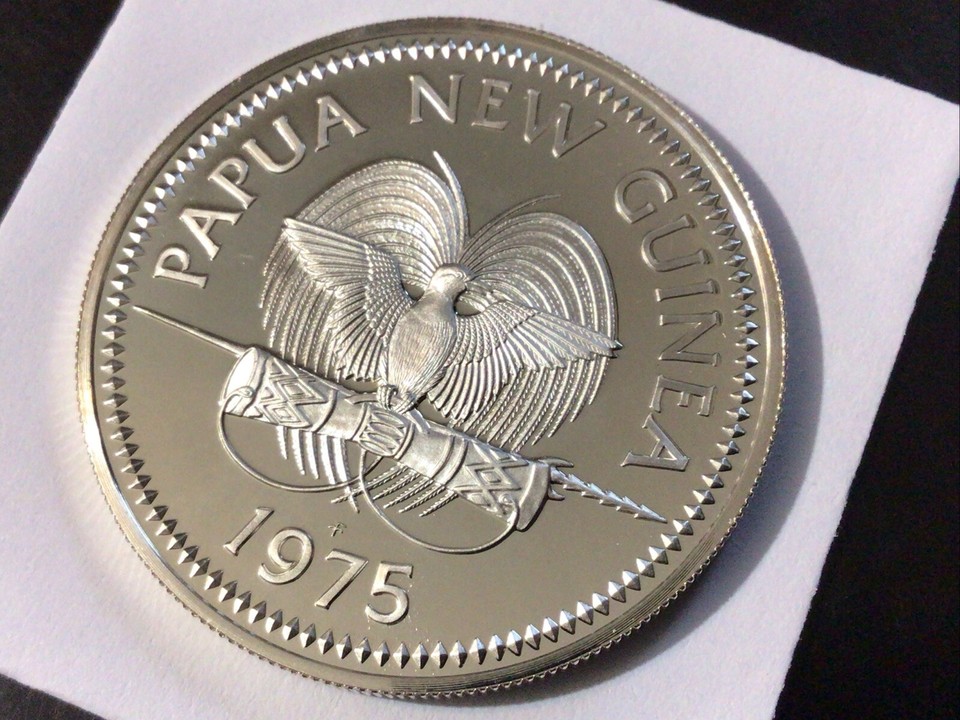 1975 PAPUA NEW GUINEA SILVER PROOF 5 KINA BIG COIN GEM UNC | eBay