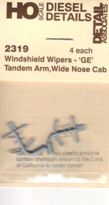 HO Scale Detail Associates 2319 Windshield Wipers - GE Tandem Arm, Wide ...