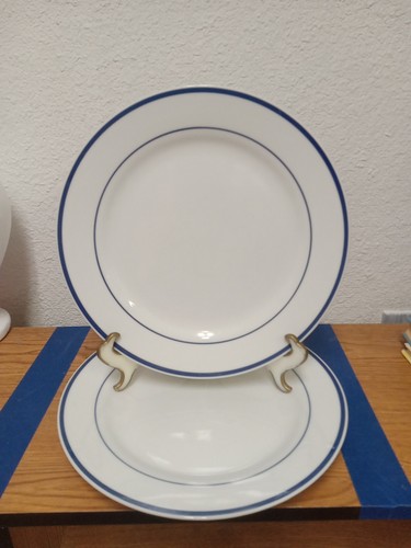 Maitre D' by Oneida Dinner Plates Porcelain Blue Stripes White 11" Set ...