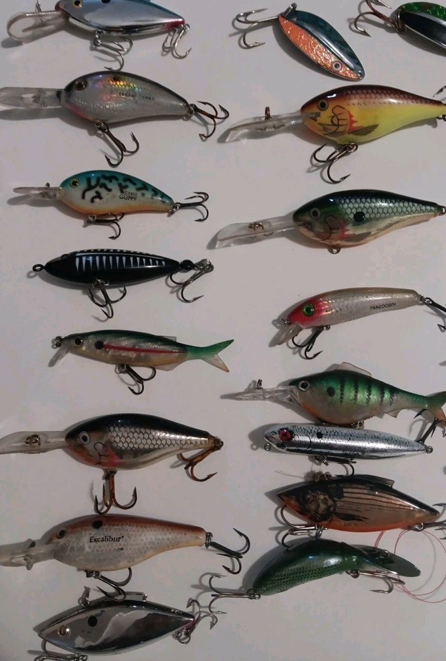 Lot of 29 Fishing Crankbait Lures Rebel Rapala Assortment Brands Sizes ...