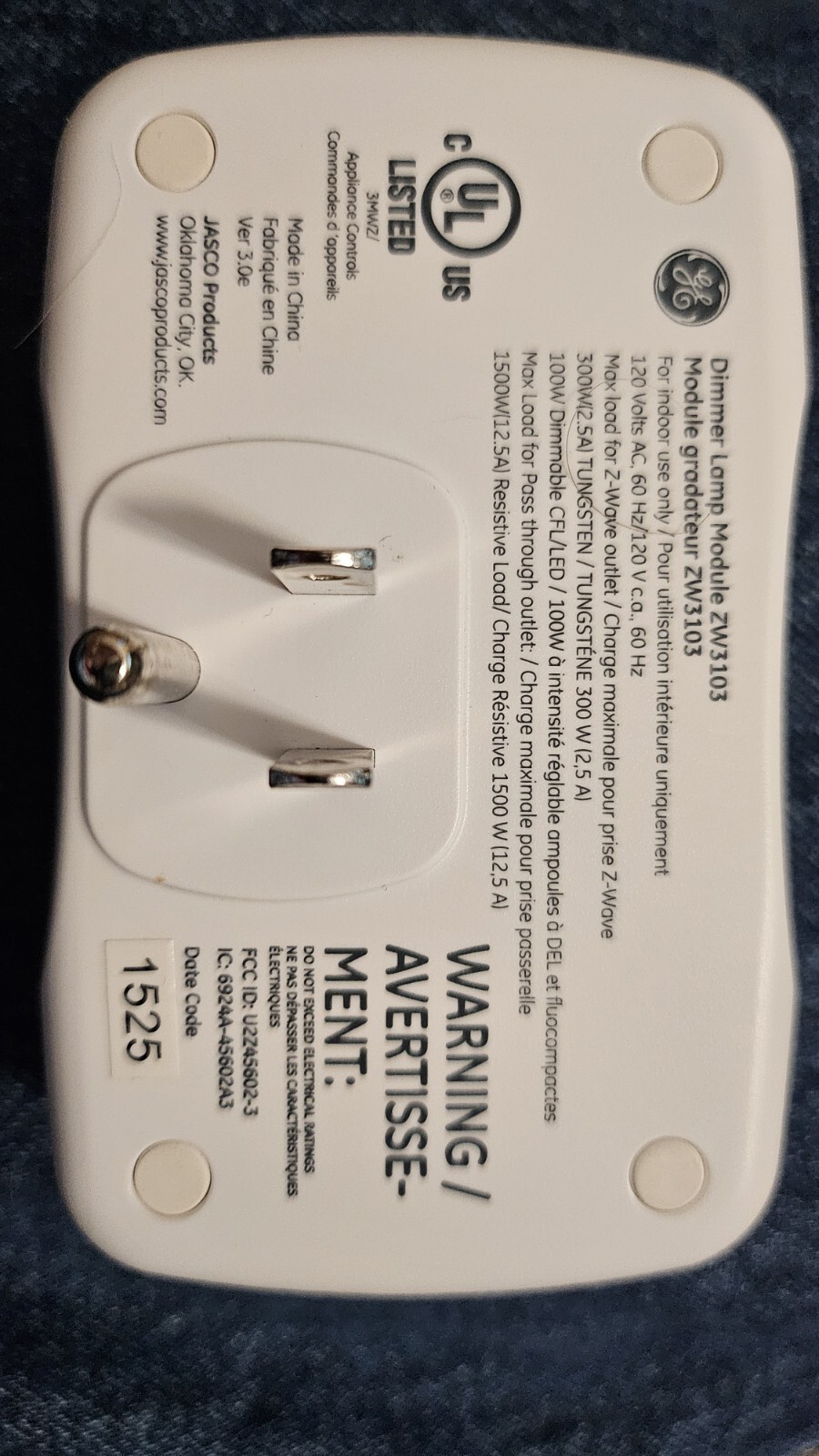 GE Jasco Z-wave Plug-in Dimmable Lamp Module ADT Pulse ZW3103 for sale ...