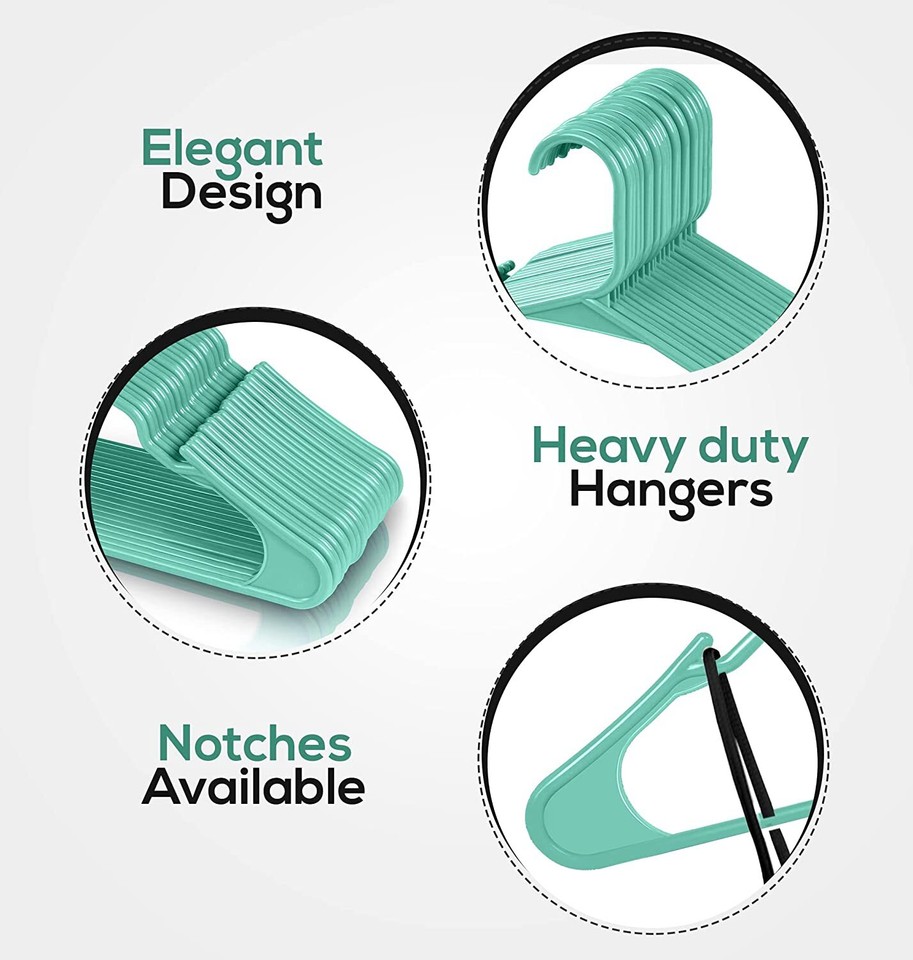 Plastic Hangers Light weight Space Saving Hangers 30 & 50 Pack Utopia ...