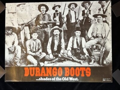 VTG 80s Original Poster Durango Boots Texas Rangers Old West Western 18 ...