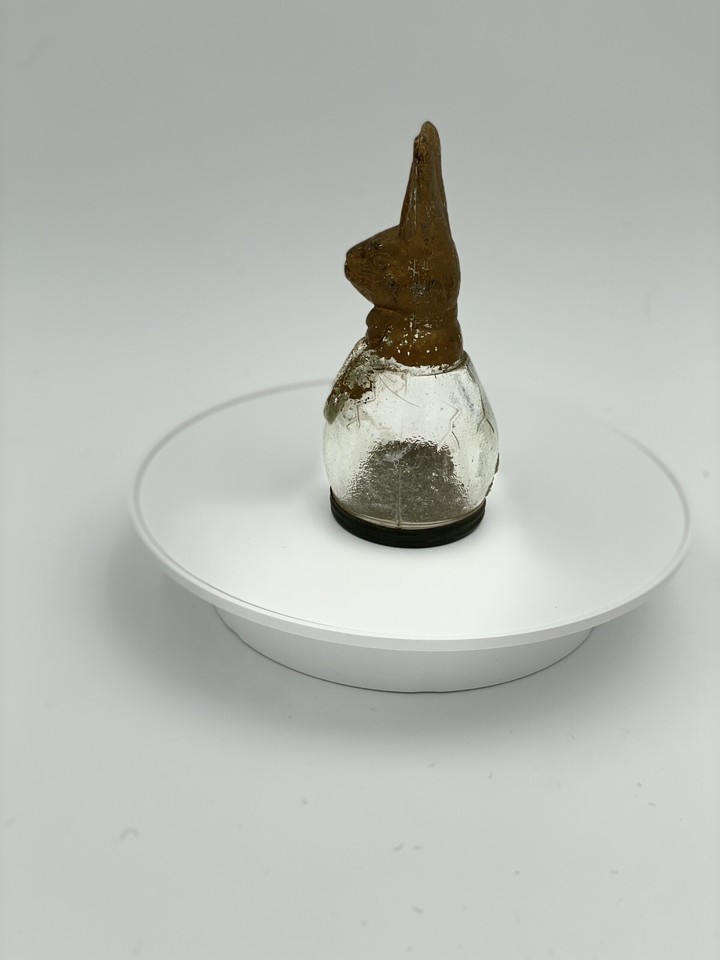 VTG Antique Victory Glass Rabbit CANDY BOX Container Easter Bunny Tin ...