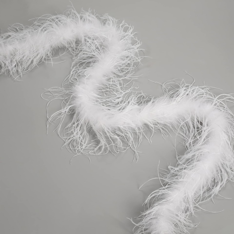 White Ostrich Feather Boa - 2Yards 1Ply Long Boas for ChristmasWedding ...