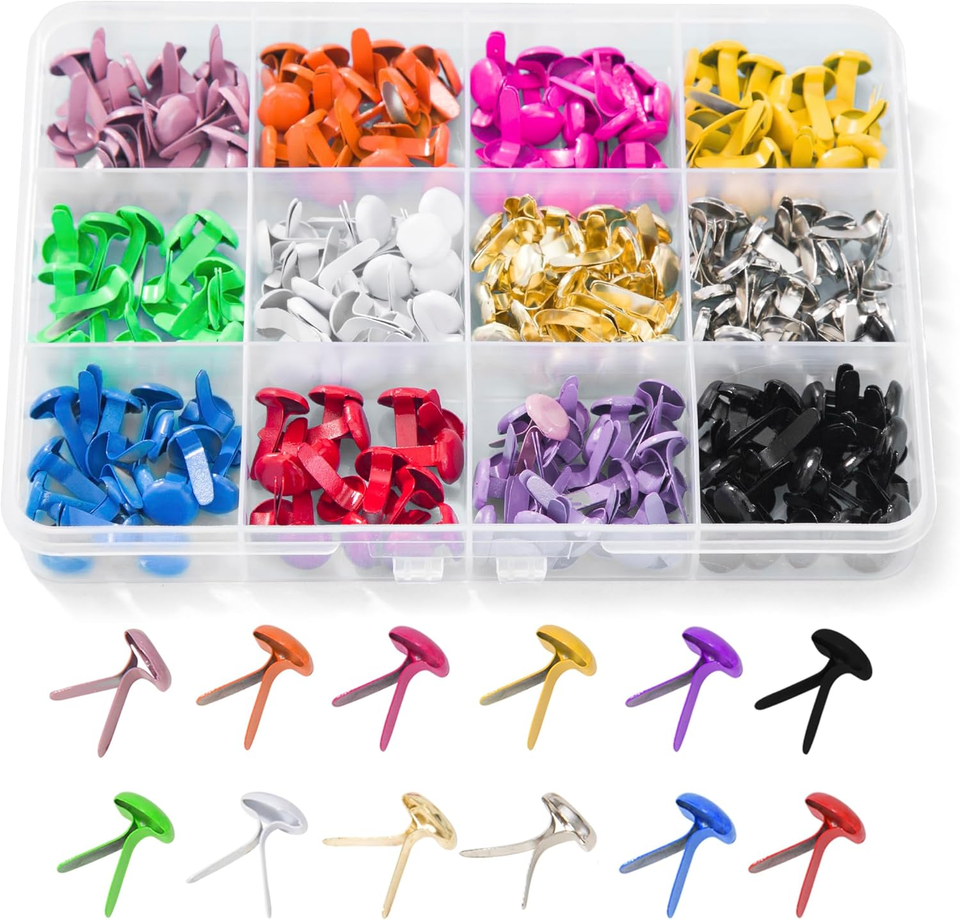 180pcs Brads for Paper Crafts，12 Colors Brads Paper Fasteners Metal ...