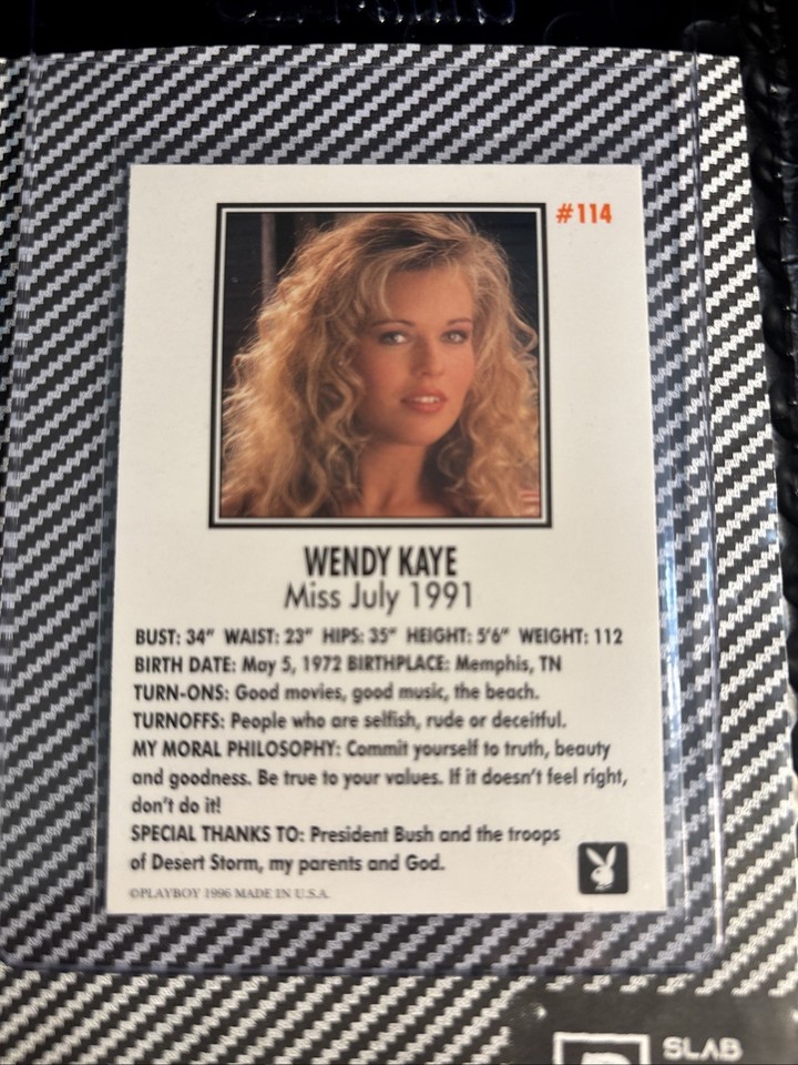 1996 PLAYBOY JULY ED. PLAYMATE OF MONTH WENDY KAYe CARD#114 | eBay