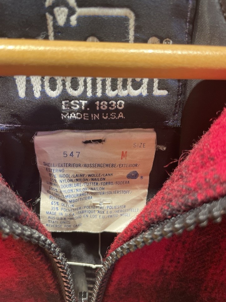 Vintage Woolrich Jacket Mens Medium Red Black Buffalo Plaid Check Coat ...