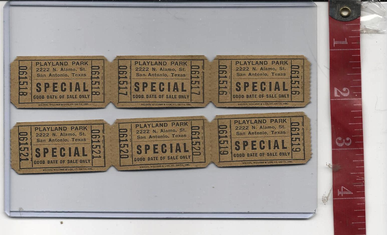 Vintage lot special tickets Playland Park San Antonio Texas | eBay