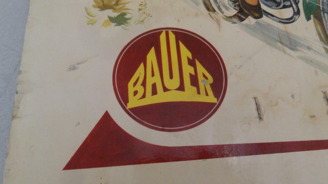 BAUER GERMAN BICYCLES MOTORBIKES FAHRRADER MOPED ADVERTISING POSTER ...