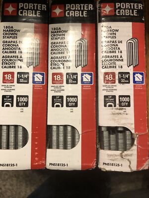 PORTER-CABLE PNS18125-1 1-1/4-Inch, 18 Gauge Narrow Crown Staple (100 X ...