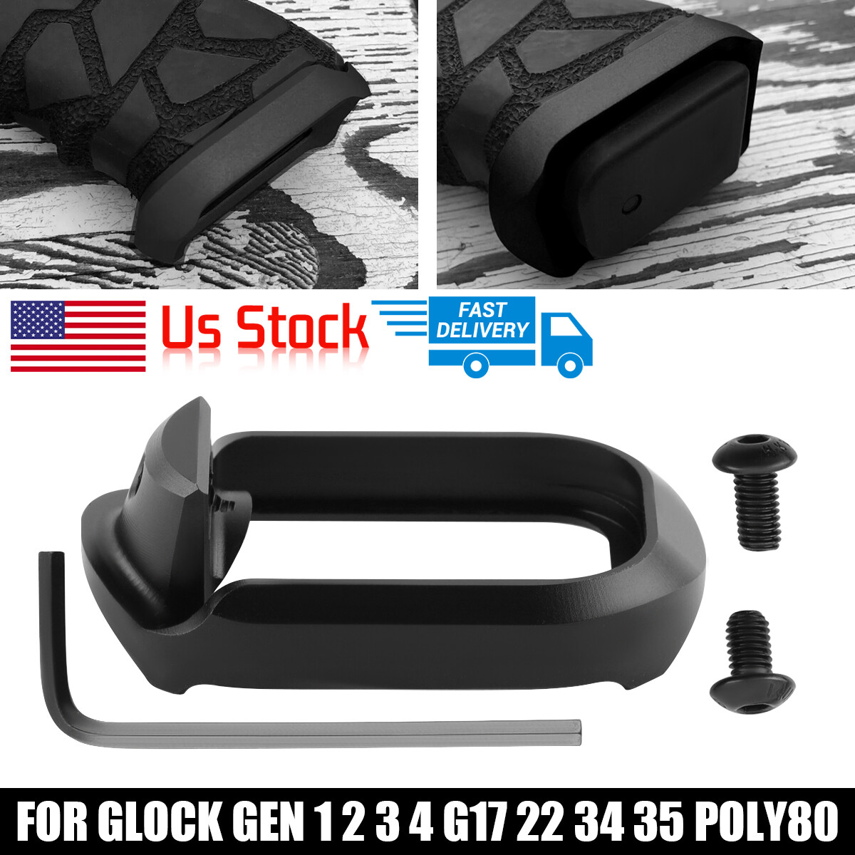 Aluminum Flared Magwell For Gen 1 2 3 4 Glock 17, 22, 24, 31, 34, 35 ...
