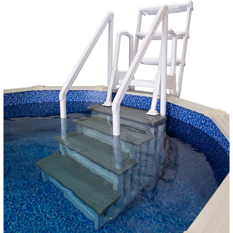 Aqua Select 28" Wide Above Ground Heavy Duty Swimming Pool Step Ladder ...