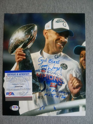 COLTS- TONY DUNGY AUTOGRAPH 8x10 SUPER BOWL XLI CHAMPS PHOTO PSA/DNA ...