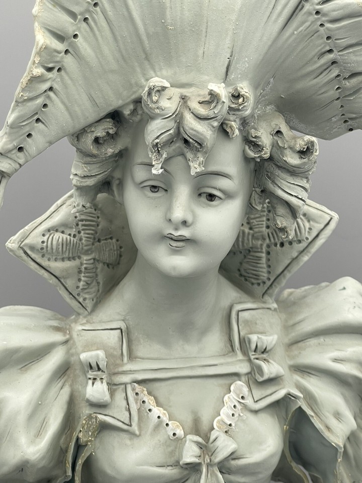 Vintage Beautiful Gray Statue, Victorian Style Maiden. DMANGED ! | eBay