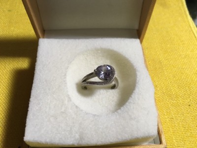 RSC 925 STAMPED Sterling Silver Pale Lavender CZ Stone Band Ring Size 8 ...