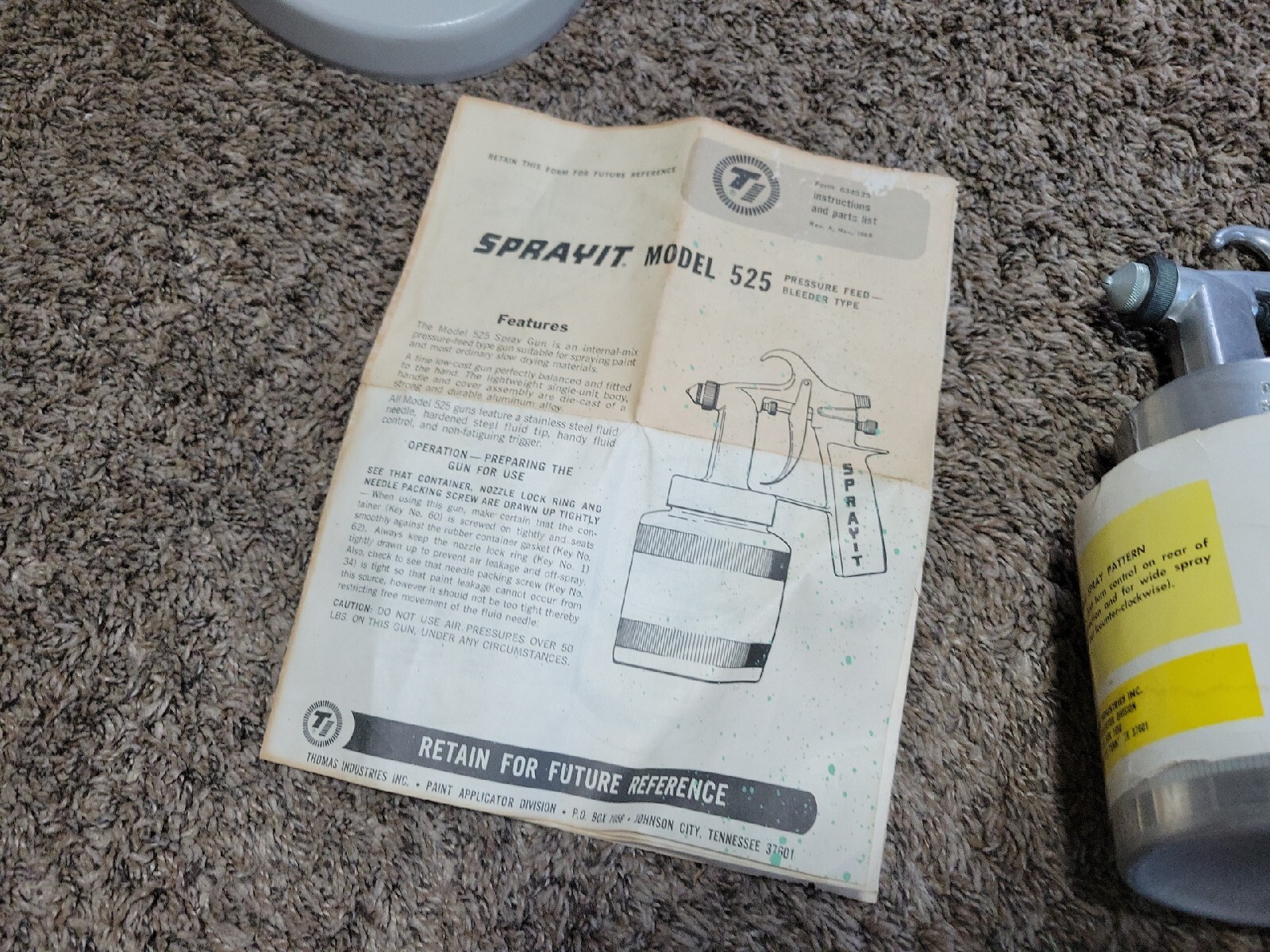 Vtg NEW? Thomas Industries Model #525 SprayIt Paint Spray it Gun W/ Box ...