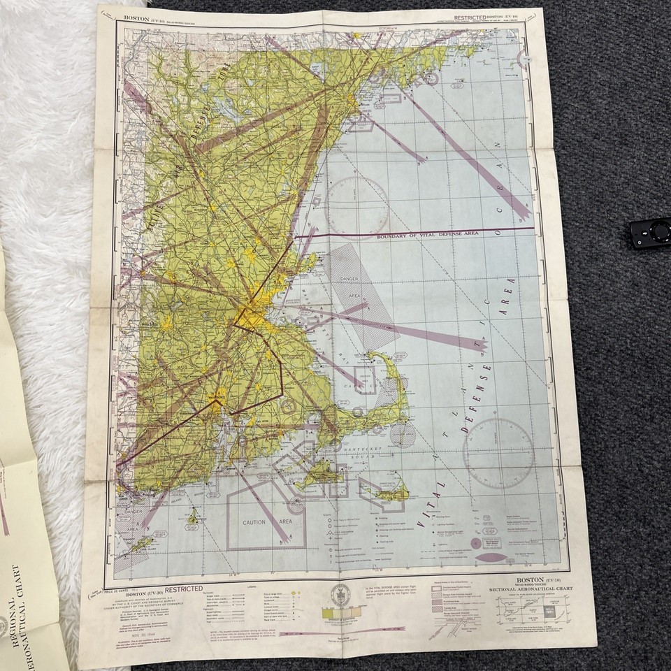Vintage RARE 1944 Sectional Aeronautical Flight Charts Aviation Lot 4 ...