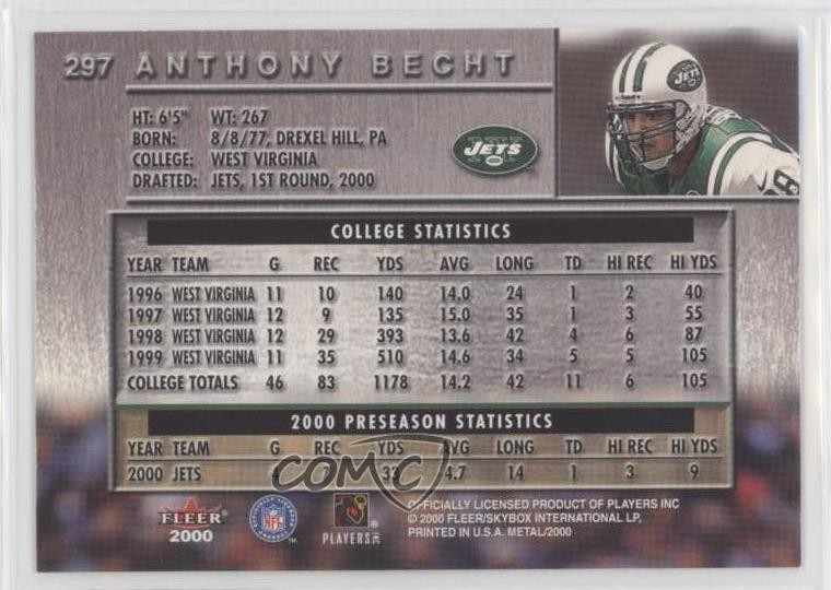 2000 Fleer Metal Rare Metal Rookies Anthony Becht #297 Rookie RC | eBay