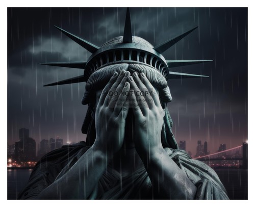 STATUE OF LIBERTY IN MOURNING CRYING WEEPING NEW YORK CITY 8X10 FANTASY ...