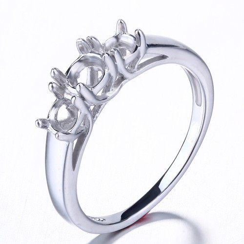 Semi Mount Ring Setting Solid 14k White Gold Prong Setting Round 4.5mm ...