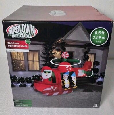 Gemmy 8.5ft Long Animated Christmas Helicopter Scene Airblown ...