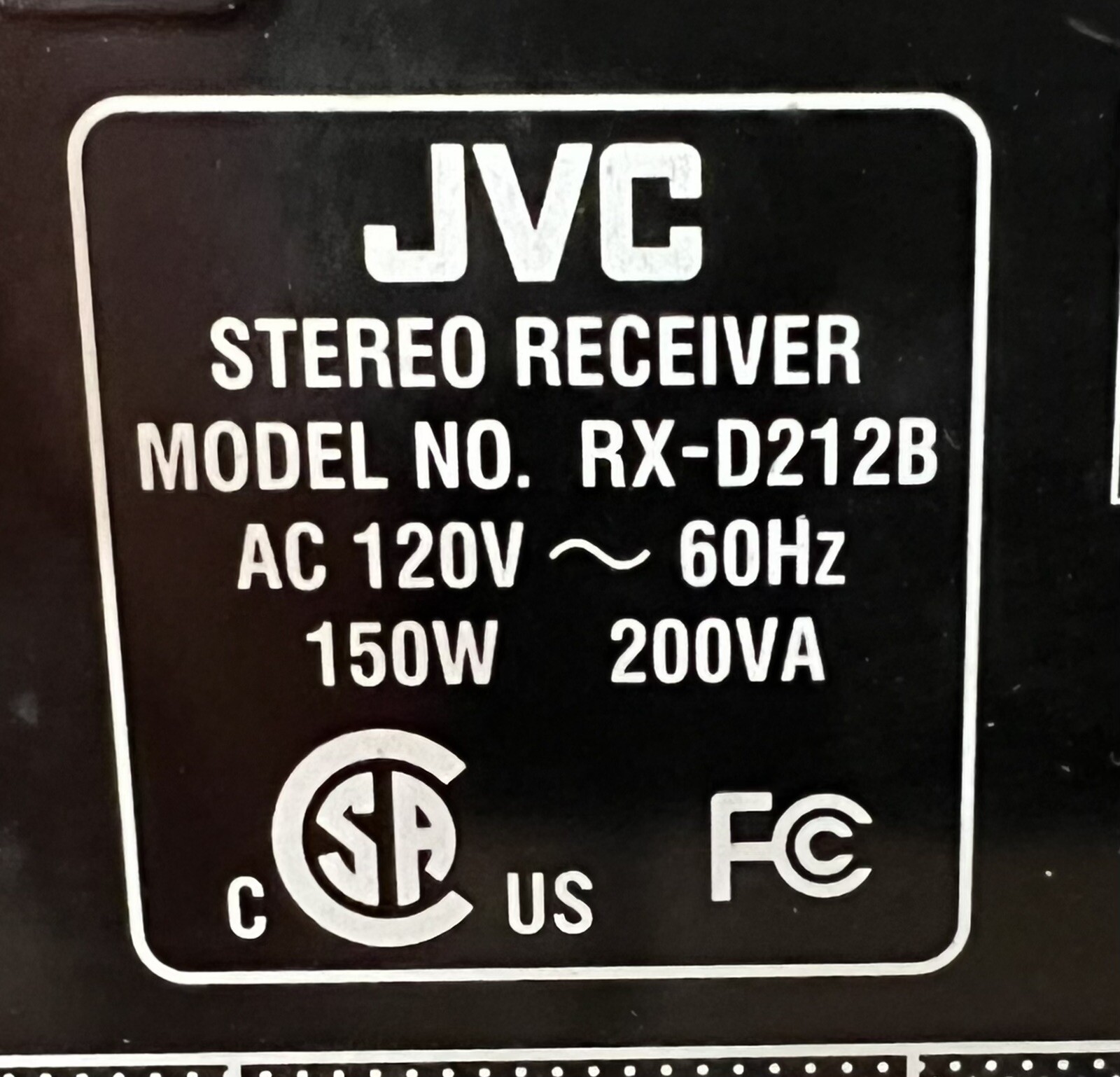 JVC RX-D212 Receiver Digital Amplifier 150w - No Remote - Tested - FREE ...