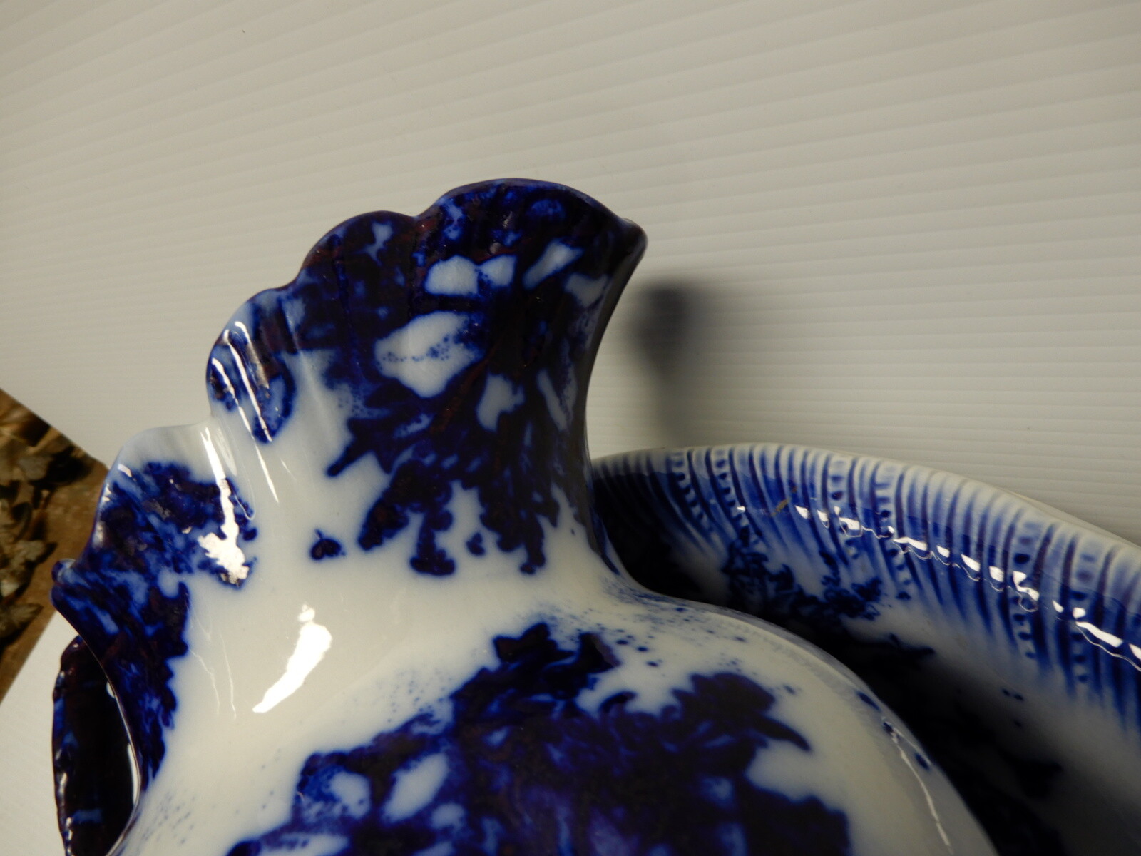 ANTIQUE FLOW BLUE LARGE PITCHER AND BOWL WASH SET | eBay