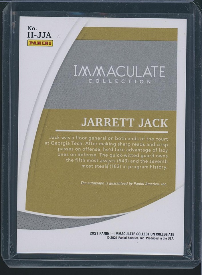Jarrett Jack 2021 Immaculate Collegiate Immaculate Ink Gold #/10 ...