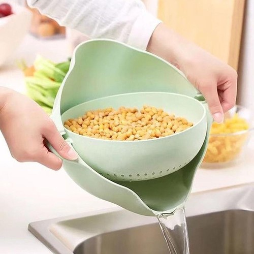 Double Layer Rice Washing Bowl Sink Rotatable Drainer Kitchen Home ...