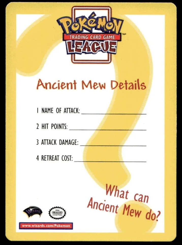 Pokemon Ancient Mew Details 1997 Promo - MEW Card Not Included | eBay