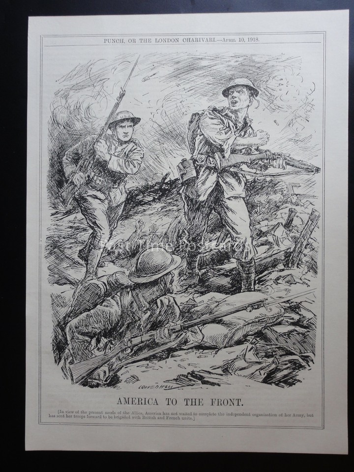 WW1 1918 April 10th USA - AMERICA TO THE FRONT Punch Cartoon | eBay