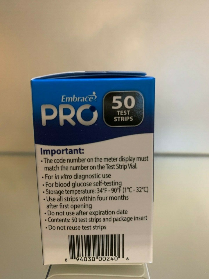 Embrace Pro Blood Glucose Test Strips 100 Count. EXP 10/2026 FREE ...