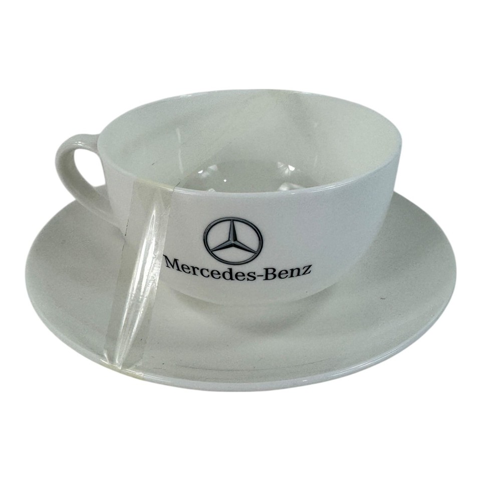 Mercedes-Benz White Porcelain Tea Cup & Saucer Mug Car Printed New ...