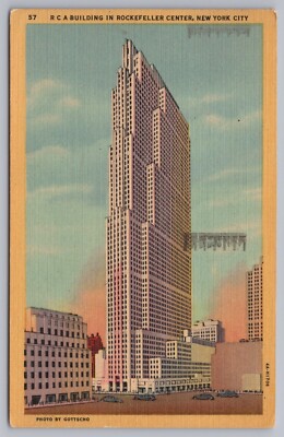 RCA Building Rockefeller Center New York City NY Linen Postcard Vtg ...