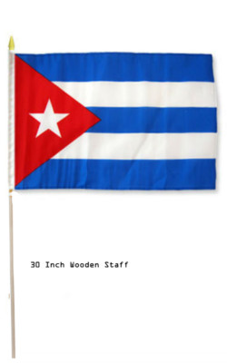 12x18 12"x18" Cuba Country Stick Flag 30" wood staff | eBay