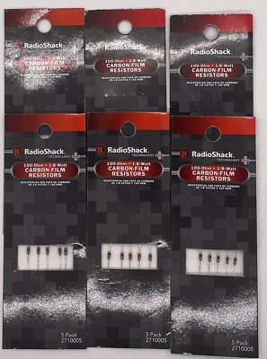 Radio Shack, Carbon-Film Resistors, 6 Pks Of 5, 100-0hm, 1/8 W, 2710005 ...