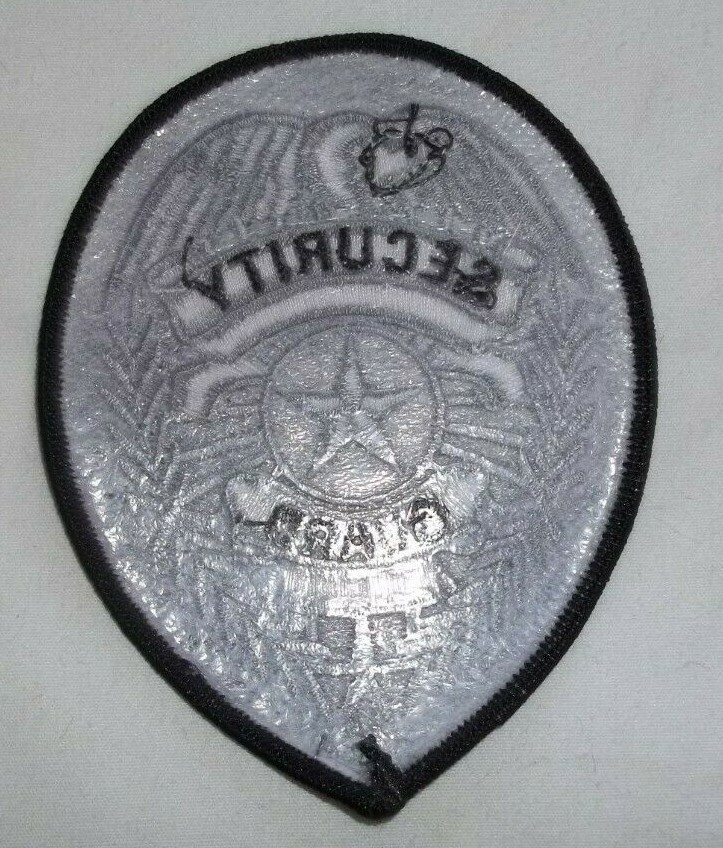 NOS Embroidered Shoulder Patch SECURITY GUARD Silver Grey on Black ...
