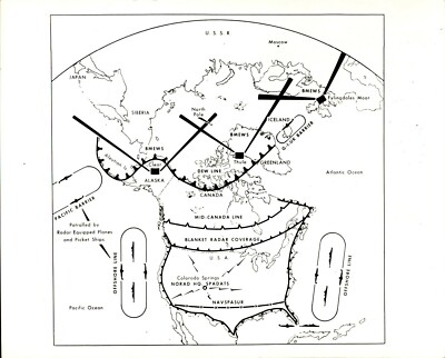 LG959 1964 Orig Official NORAD Photo NORAD RADAR DETECTION SYSTEM MAP ...