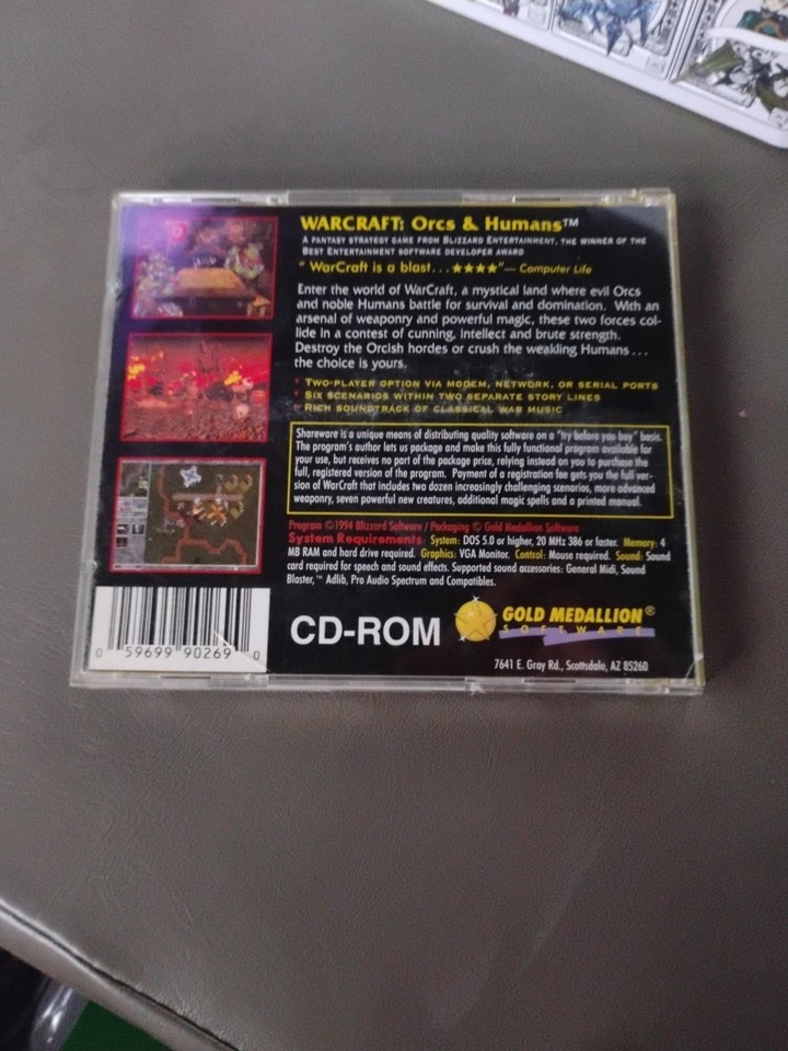 Warcraft Orcs & Humans Shareware Version 1994 Blizzard PC DOS CD-ROM ...